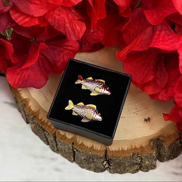 Accessories | Bass Fish Fisherman Silver And Gold Cufflinks | Poshmark